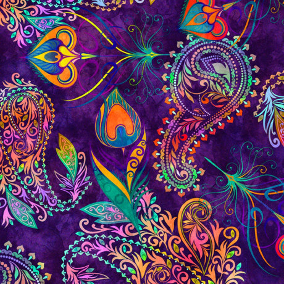 Paisley Violet Eclectica Dan Morris Quilting Treasures Fabric 22 Inches ...