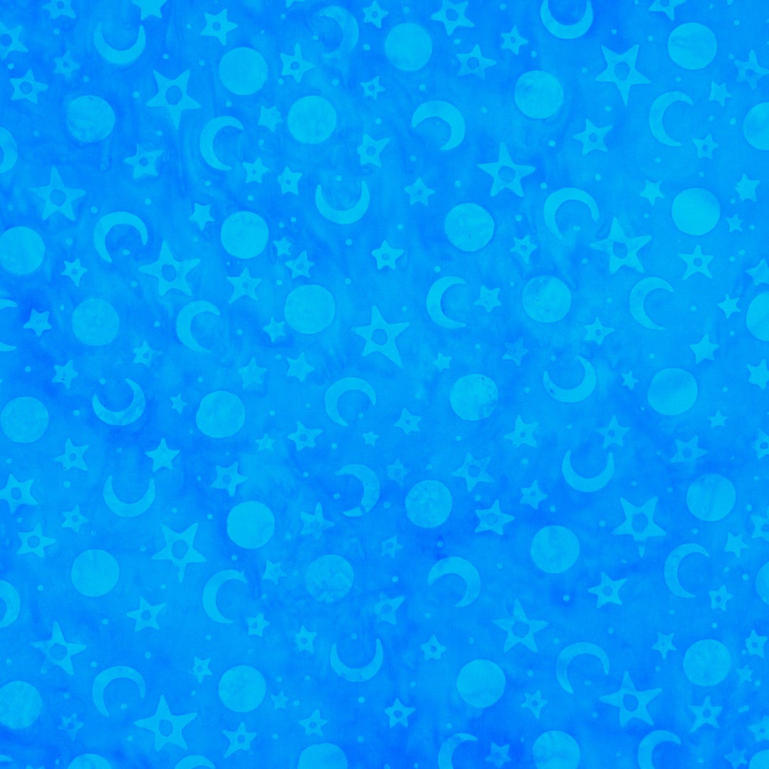 Batik Moon Stars Indo Aqua Honeydew Batiks by Mirah Fabric - Etsy