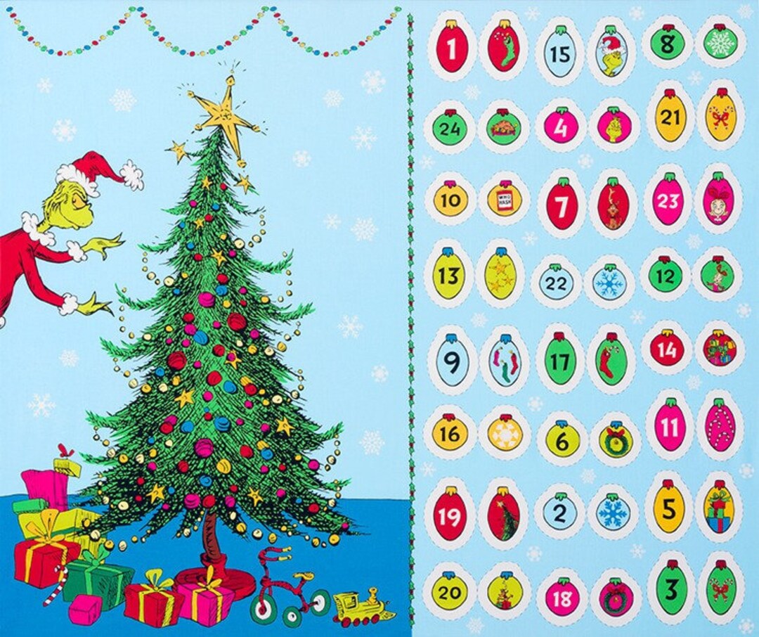 How the Grinch Stole Christmas Advent Calendar Robert Kaufman Fabric 36 ...