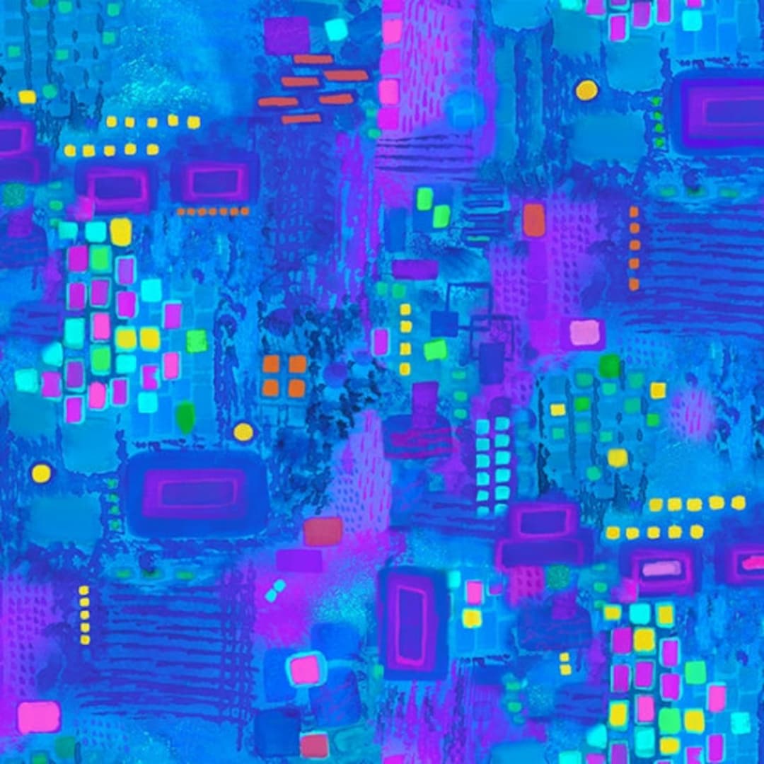 Good Vibes Cerulean Blue Spectrum Hoffman Fabric 28 Inches LAST IN ...