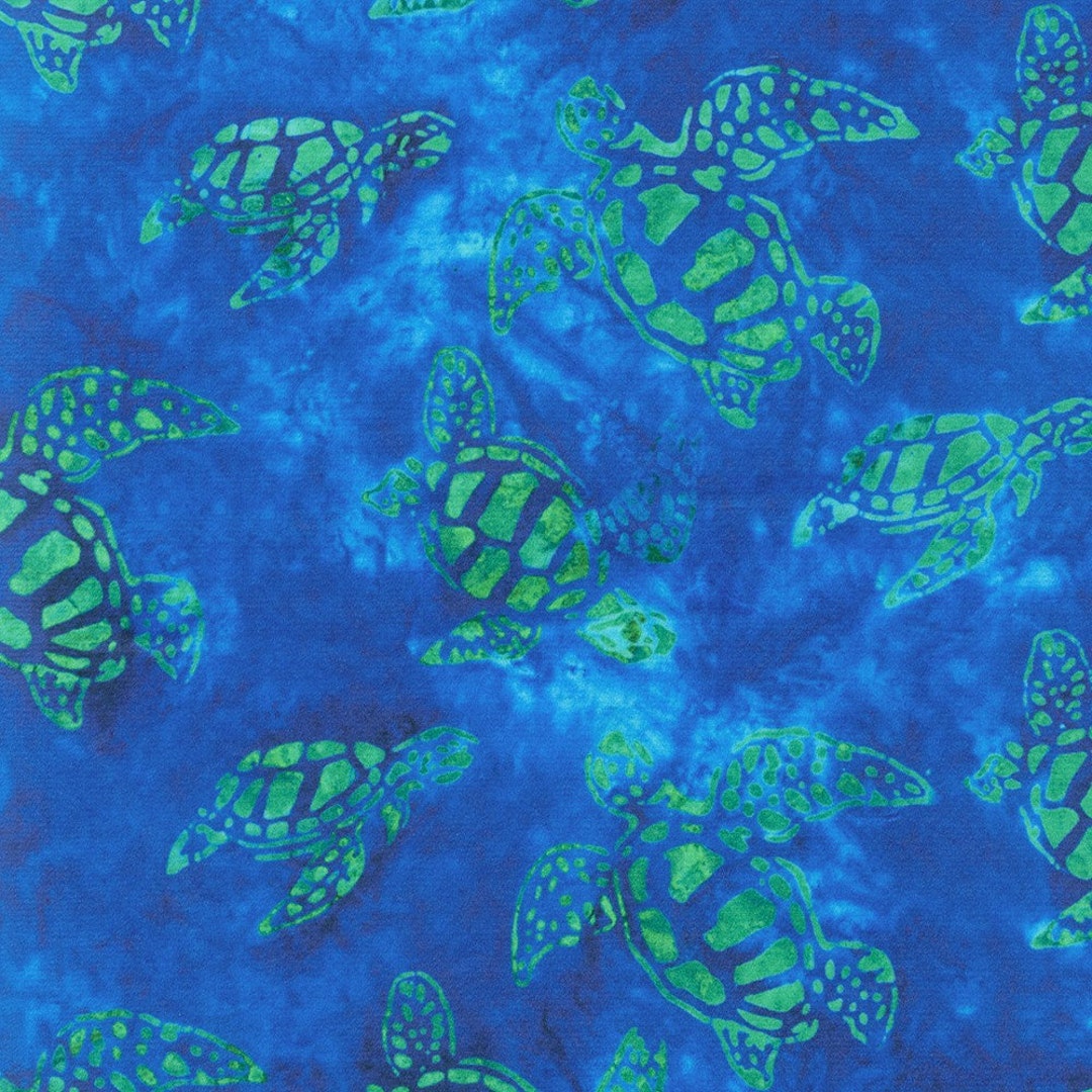 Turtles Batik Totally Tropical Caribbean Blue Robert Kaufman MINKY ...