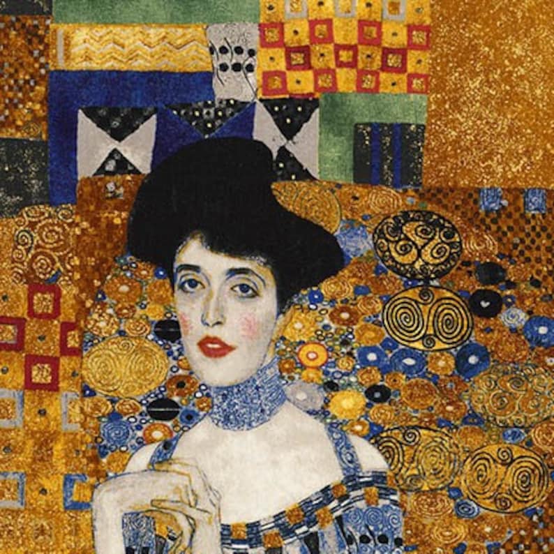 Portrait of Woman Gustav Klimt Art Kaufman Fabric Panel - Etsy