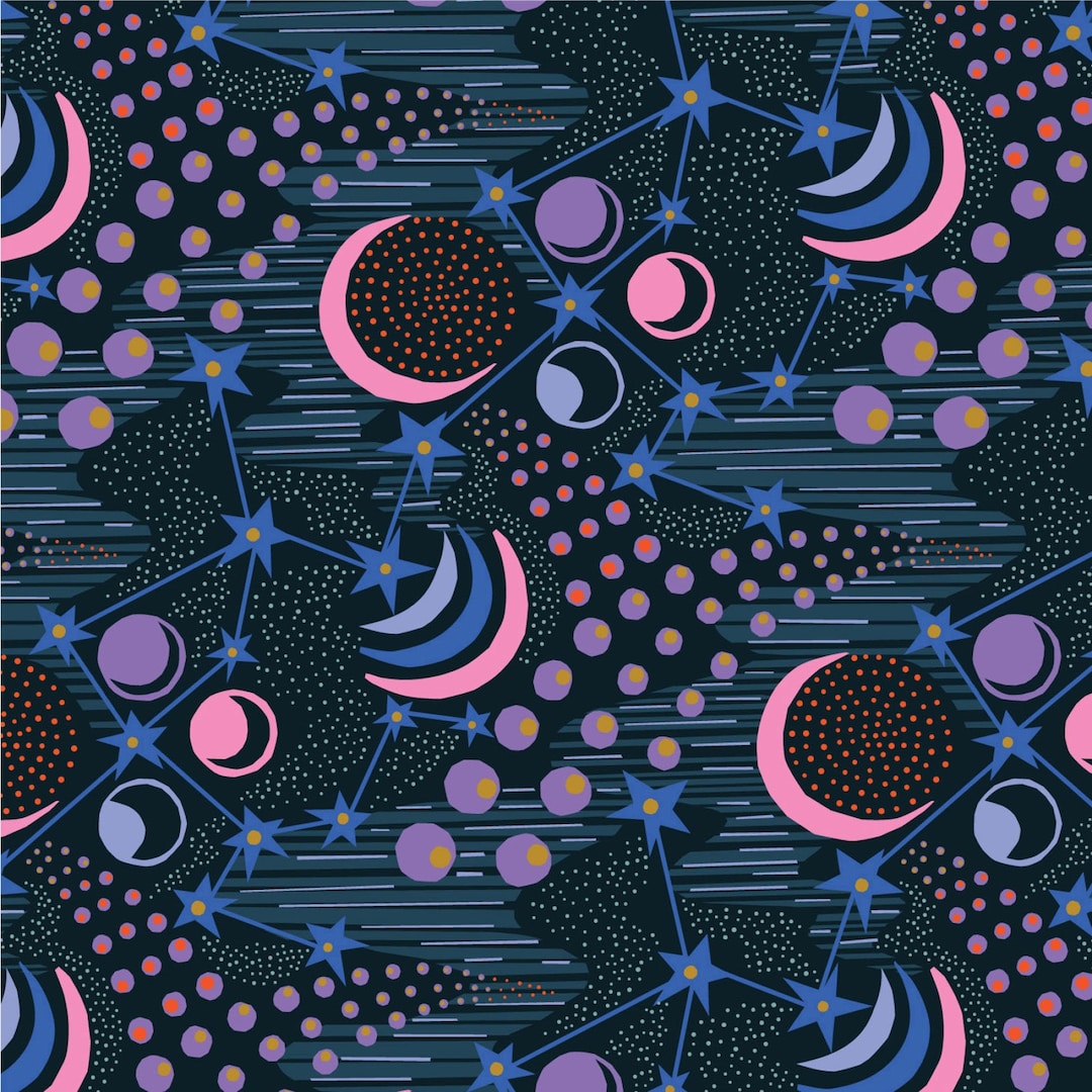 Nightfall Stars Navy Celestial Transit Pip and Lo Cloud9 Fabric - Etsy