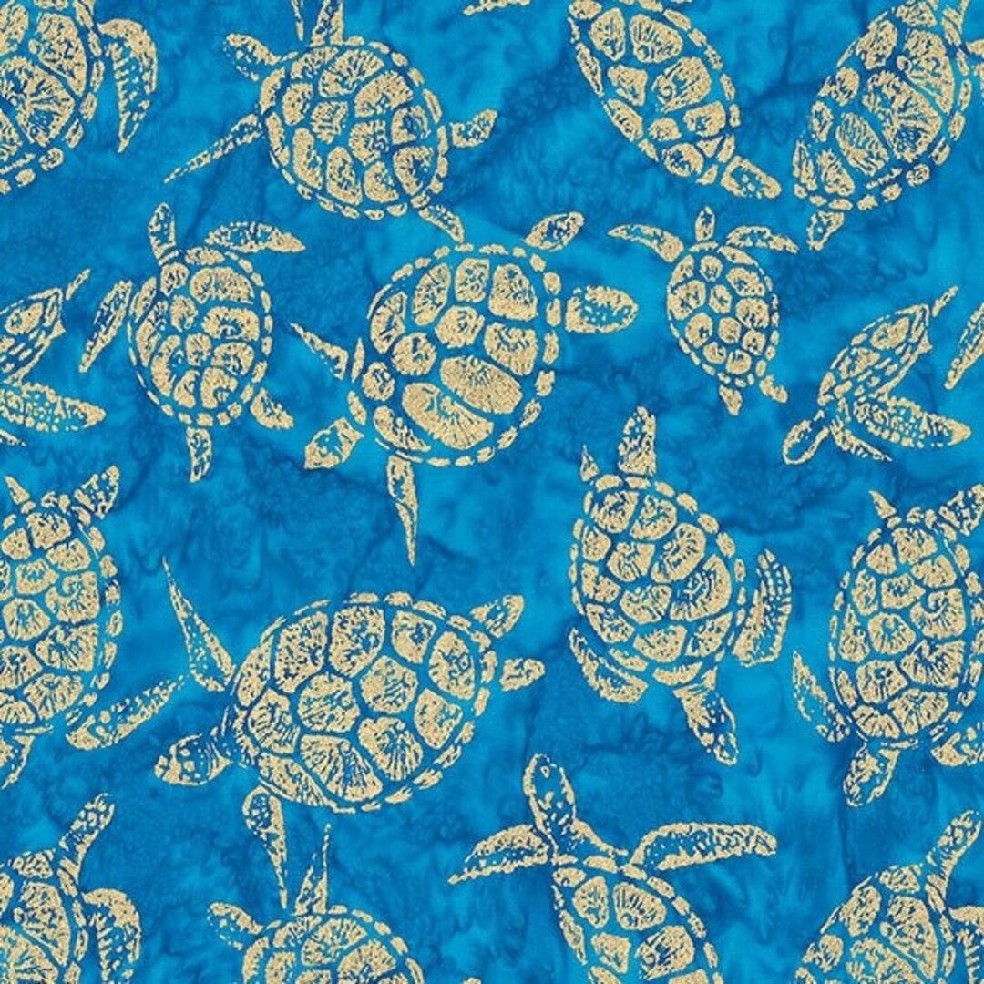 Batik Turtle Island Metallic Turquoise Michael Miller Fabric - Etsy