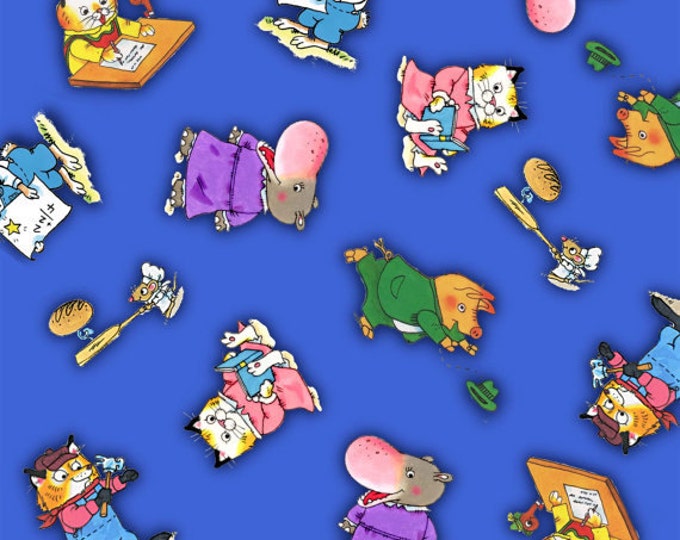 Busytown Royal Blue Tossed Characters Richard Scarry Fabric 1 1/4 Yards ...