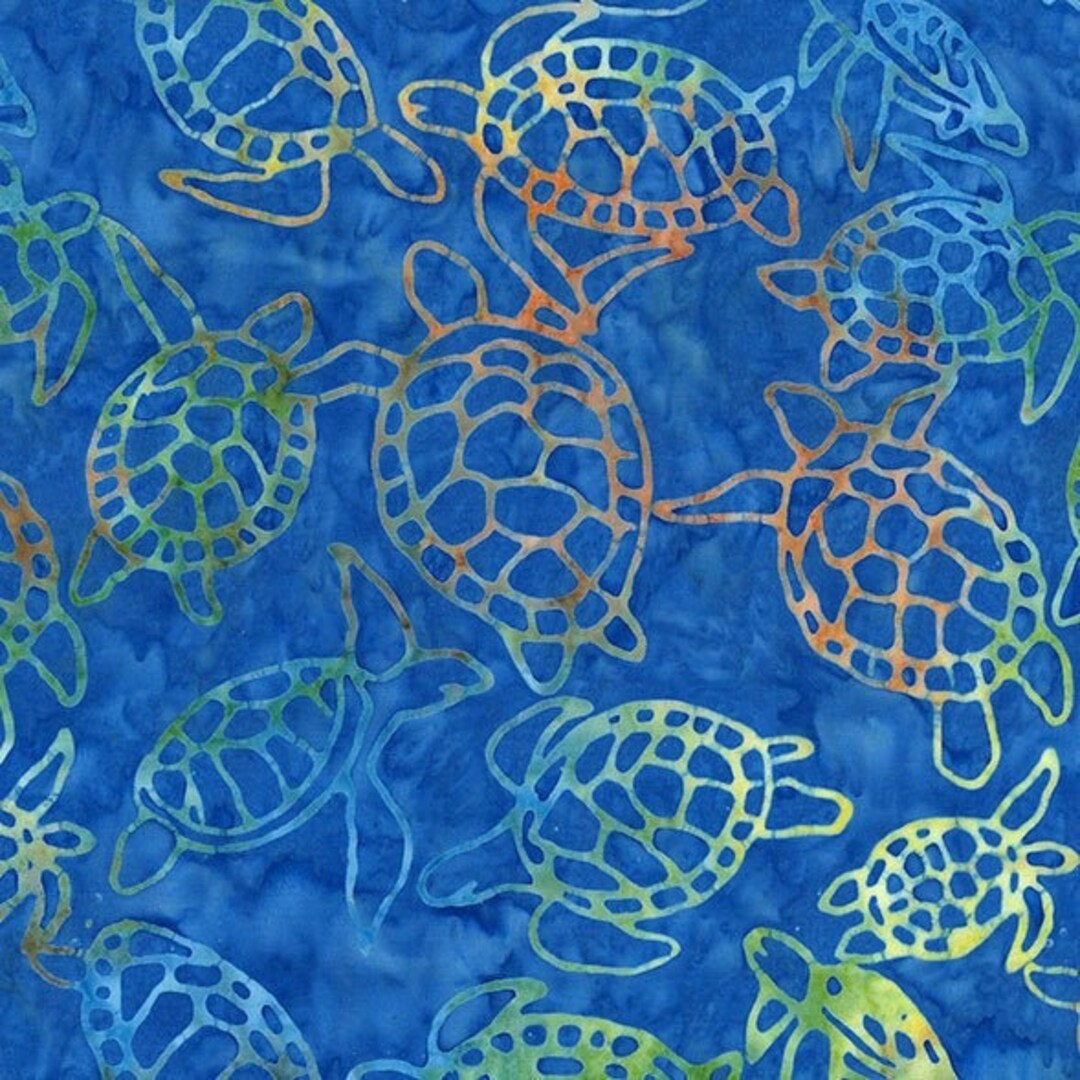 Batik Turtles Blue Multi Michael Miller Fabric 30 Inches LAST IN STOCK ...