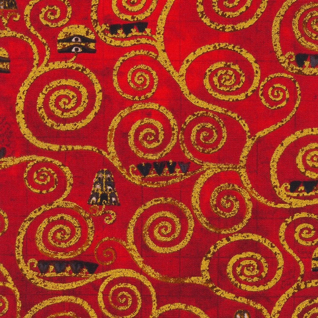 Klimt Red Gold Swirls Robert Kaufman Fabric - Etsy