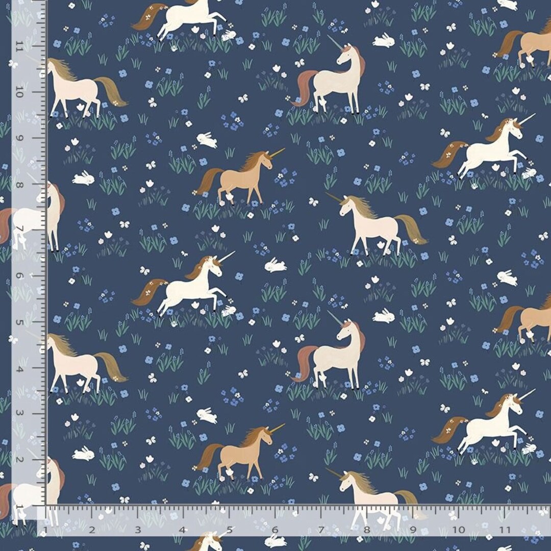 Unicorns Field of Dreams Twilight Dear Stella Fabric - Etsy