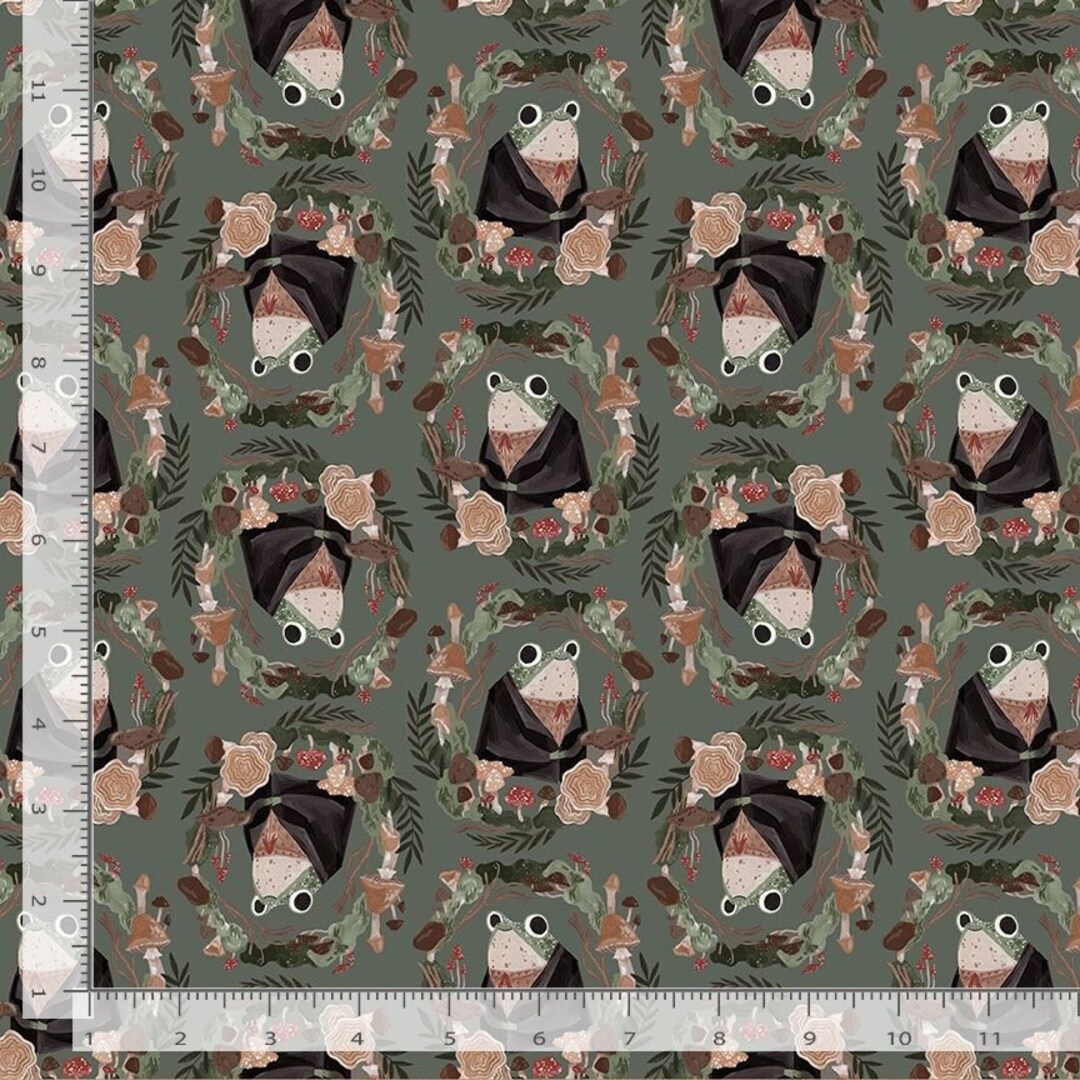 Goblincore Frogs Gray Dear Stella Fabric - Etsy