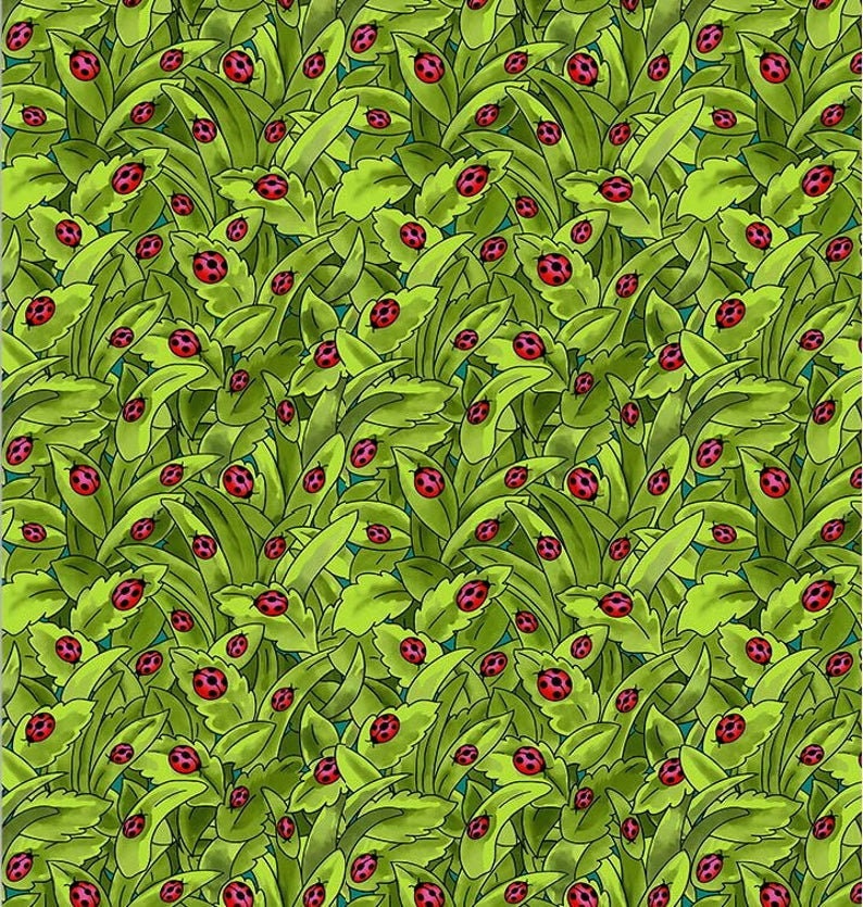 Ladybugs Green Pixie Patch Blank Quilting Fabric | Etsy