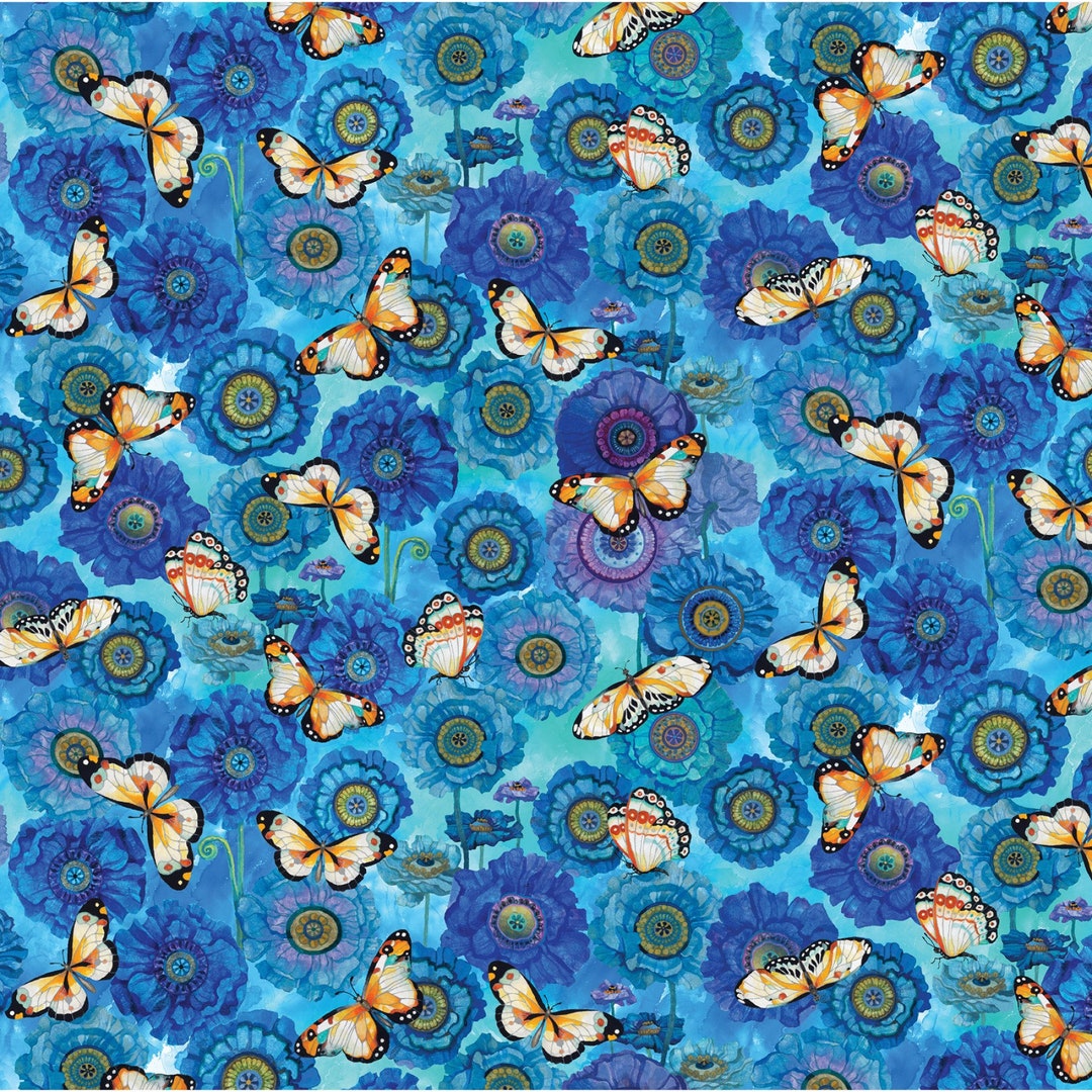 Butterflies and Blooms Turquoise Season of the Sun David Galchutt ...
