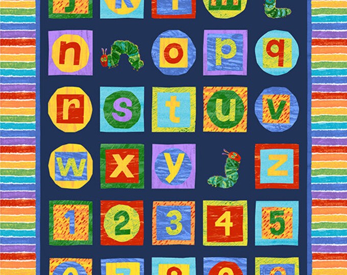 The Very Hungry Caterpillar Alphabet Navy Andover Fabric Panel LAST IN ...