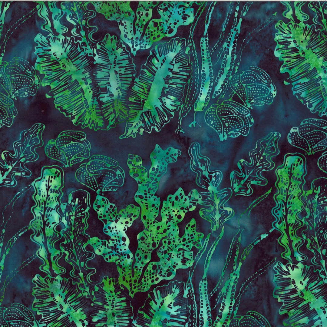 Bali Batik Seaweed Emerald Hoffman Fabric - Etsy