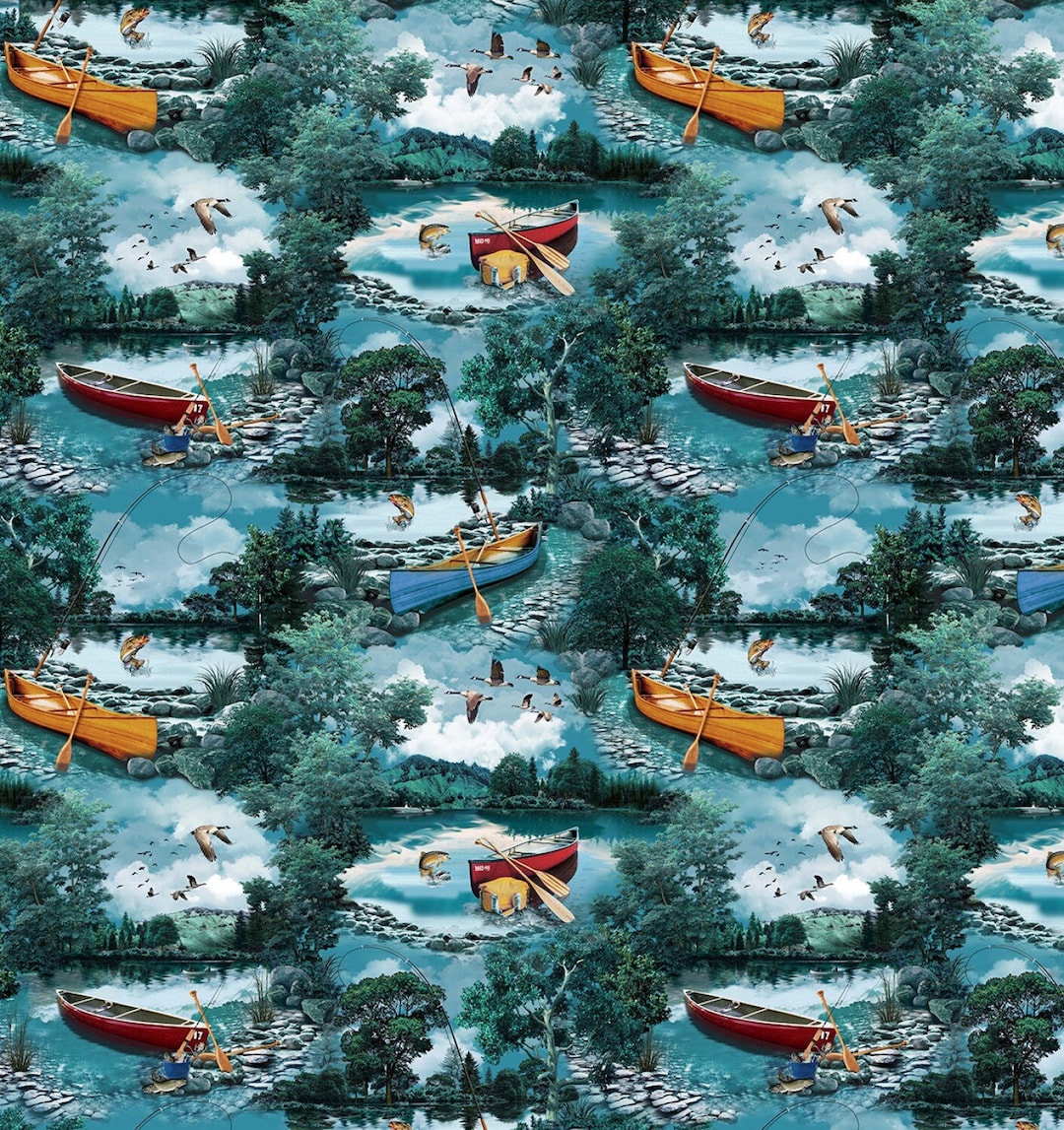 Fishing on Our Lake Scenes of Our Lake Michael Miller Fabric - Etsy