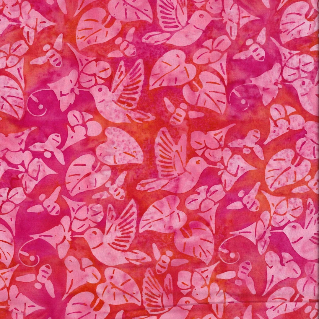 Batik Hummingbird Nectar Honeycomb Pink Geranium Island Batik Fabric 1/ ...