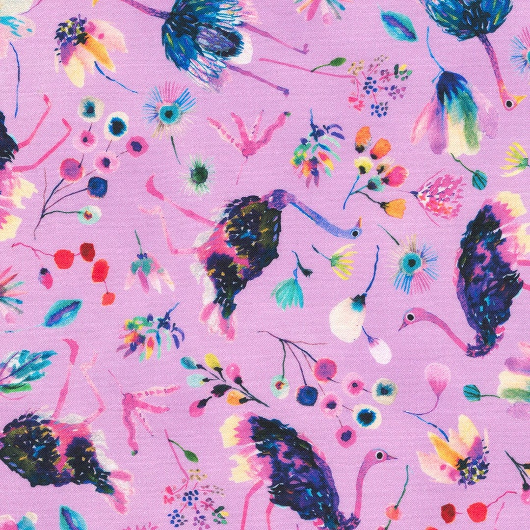 Ostrich Flora and Fun Thistle Robert Kaufman Fabric - Etsy