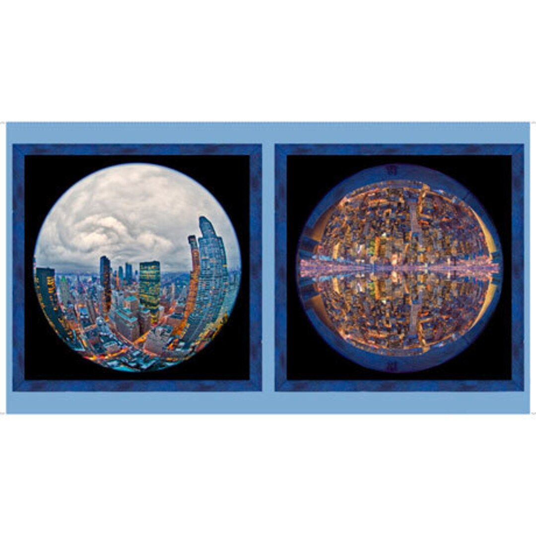 Cityscape Fisheye Artworks Digital Quilting Treasures Fabric 24" Panel ...