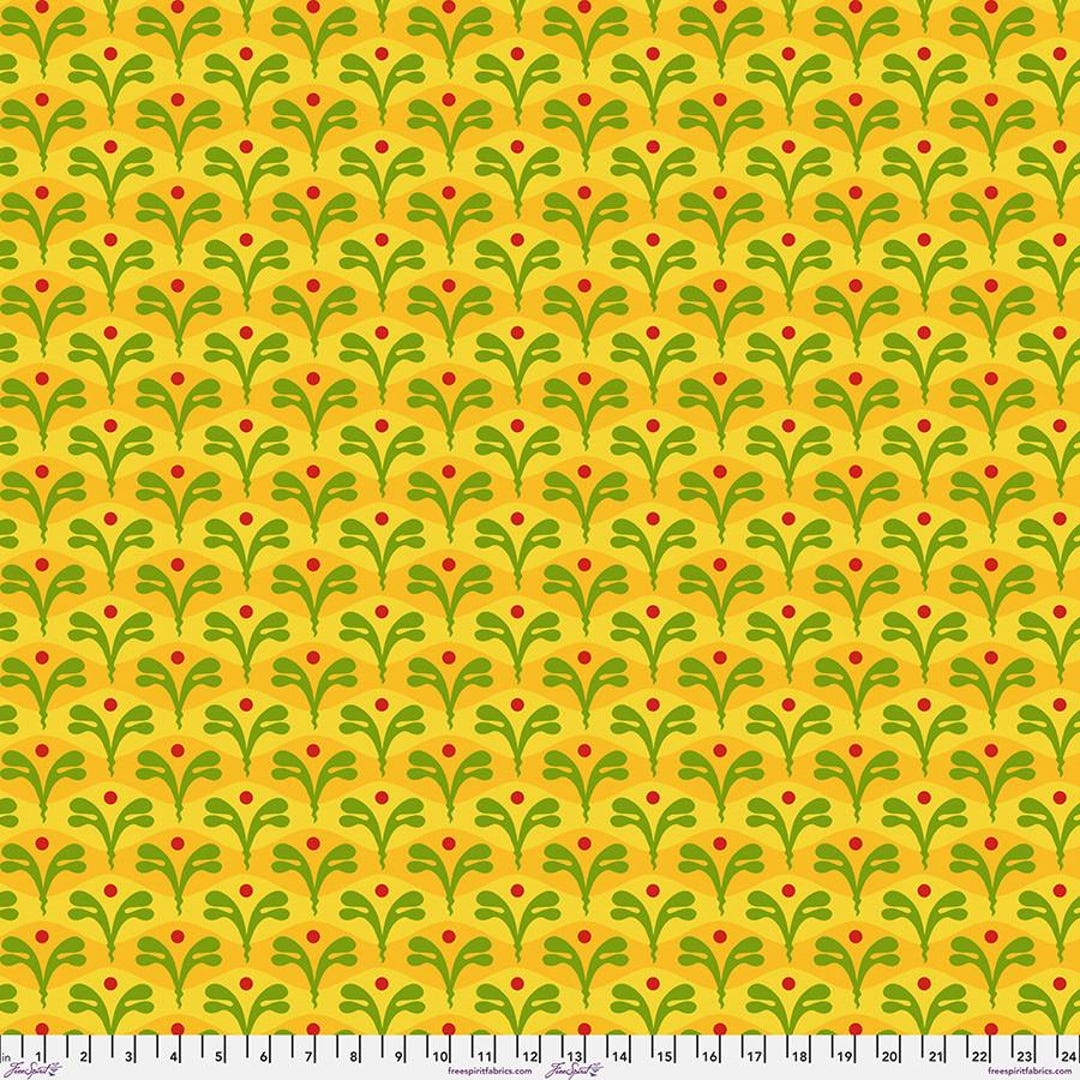 Jane Sassaman Sprout Yellow Vegetable Patch Free Spirit Fabric - Etsy