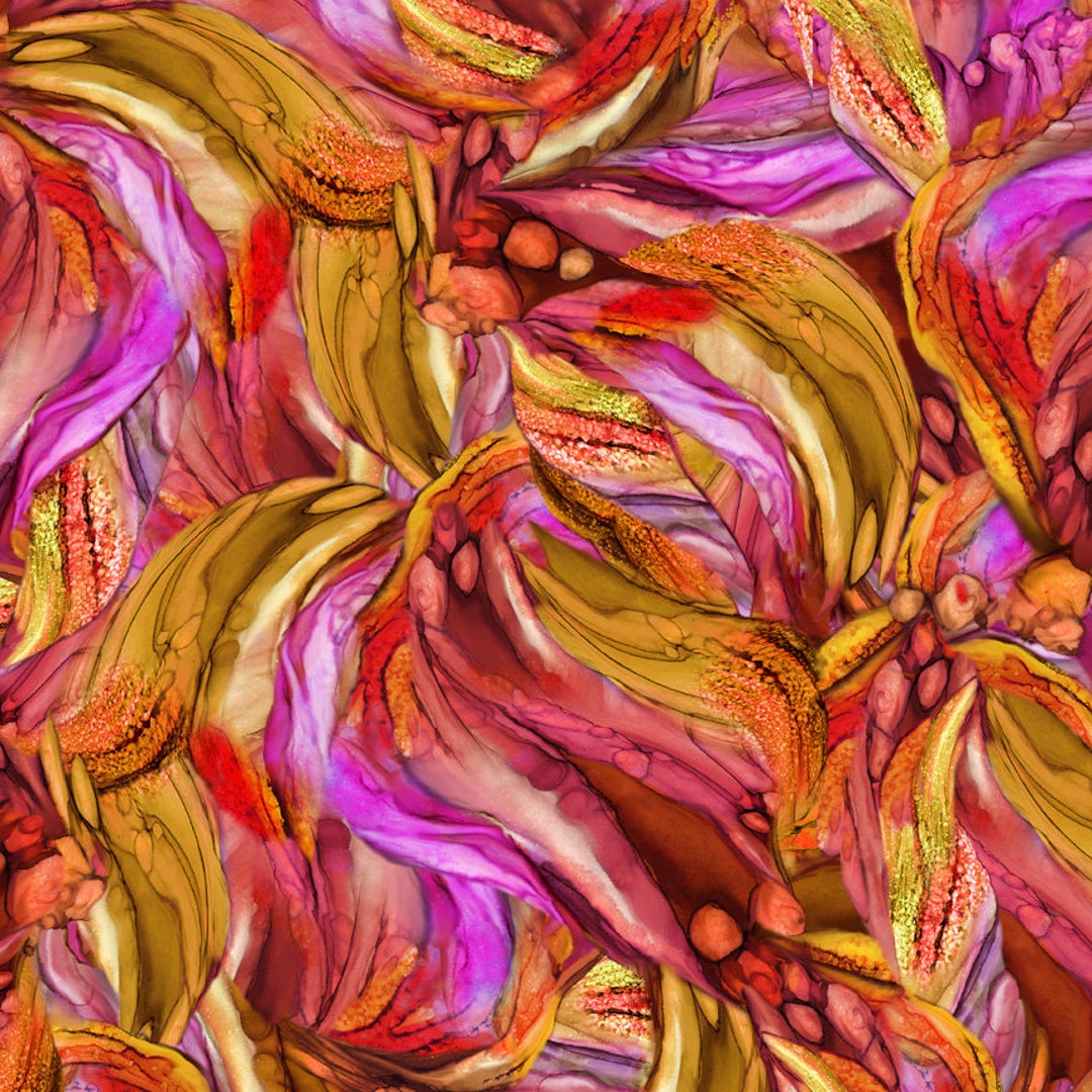 Windswept Watercolor Abstract Red Carol Cavalaris Quilting Treasures ...