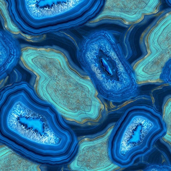 Geode and Ink Sapphire Blue Digital Spectrum Hoffman Fabric - Etsy