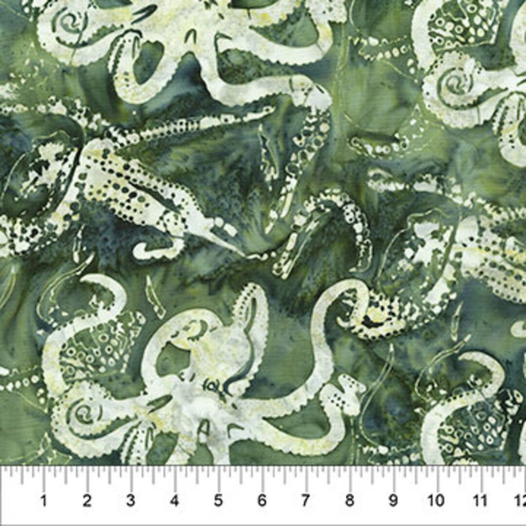 Batik Octopus Green Into the Deep Banyan Northcott Fabric - Etsy