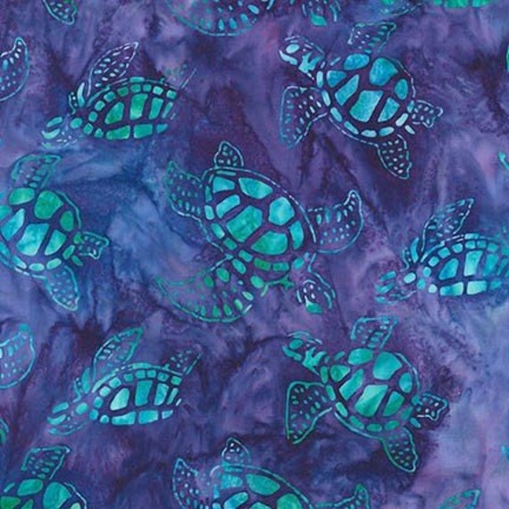 Turtles Batik Totally Tropical Adventure Purple Robert Kaufman - Etsy