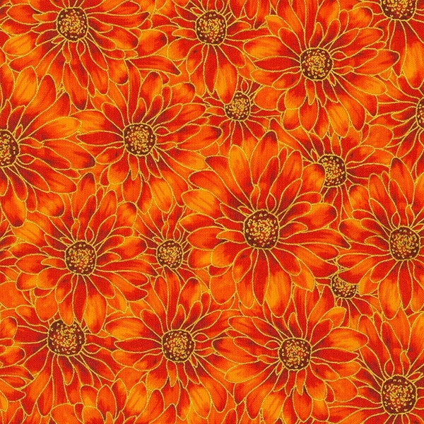 Orange Floral Fabric - Etsy