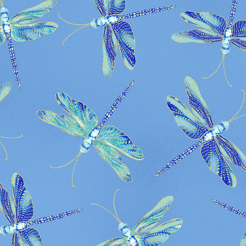 Moonlight Serenade Dragonflies Sky Blue Benartex Fabric - Etsy