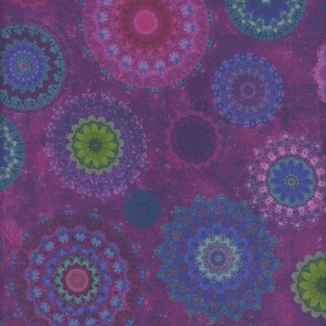 Zen Medallions Purple Digital Clothworks Fabric - Etsy