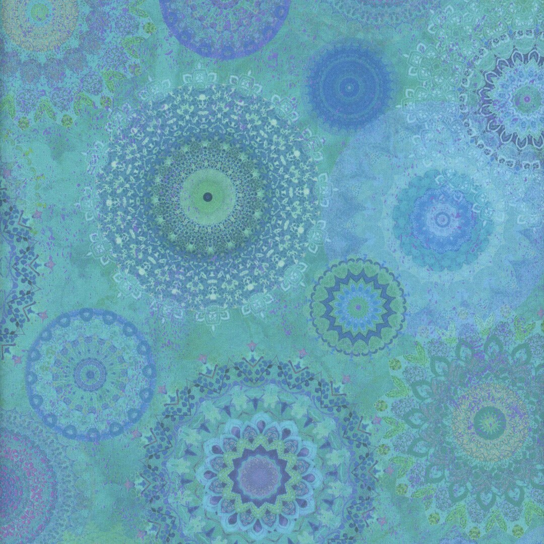 Zen Medallions Blue Digital Clothworks Fabric - Etsy
