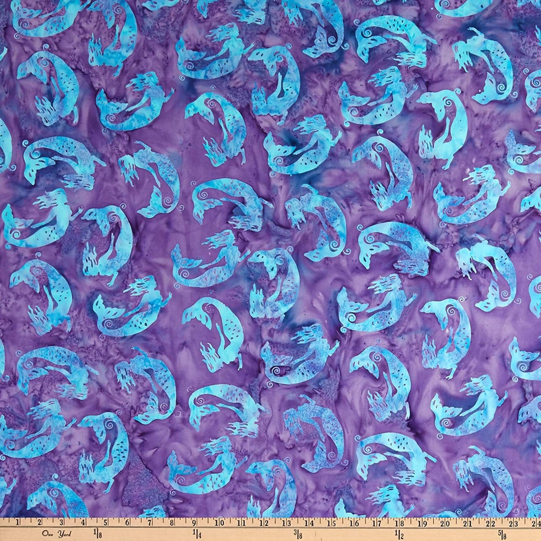 Batik Mermaid Toss Mystic Purple Blue Island Batik Fabric - Etsy
