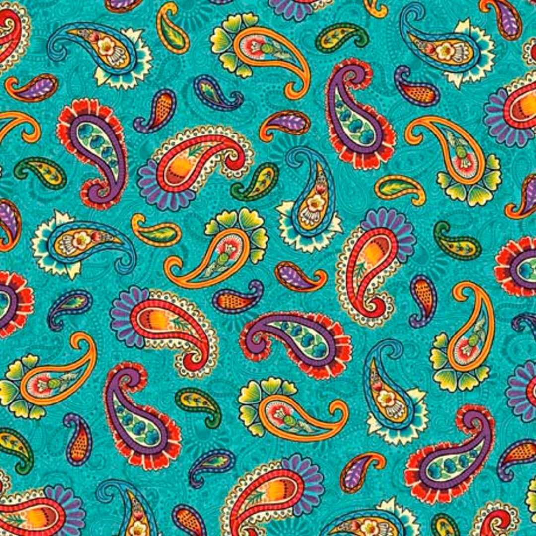 Paisley Camilla Dark Aqua Quilting Treasures Fabric - Etsy
