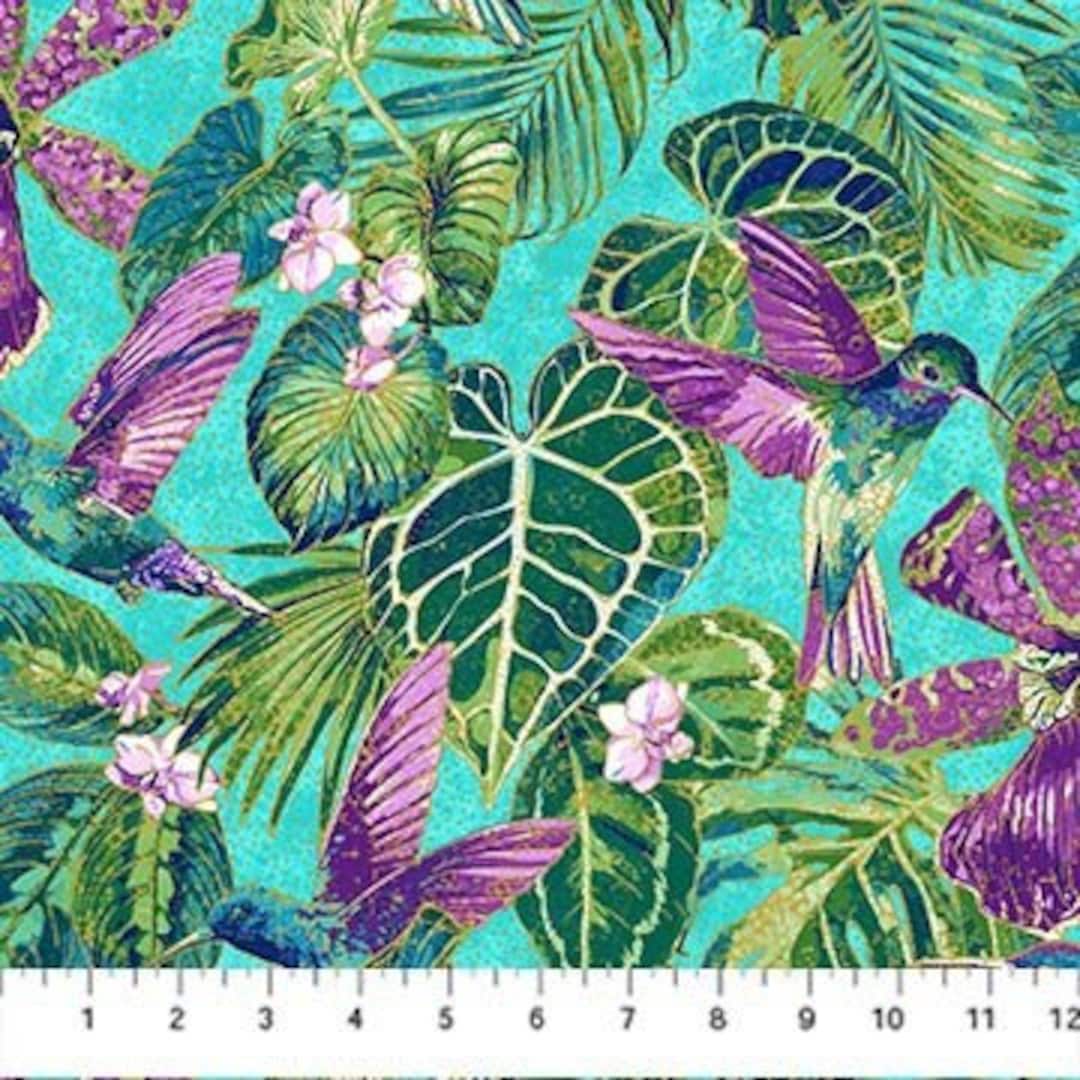 Shimmer Paradise Turquoise Floral Metallic Northcott Fabric 1 1/3 Yards LAST IN STOCK - Etsy