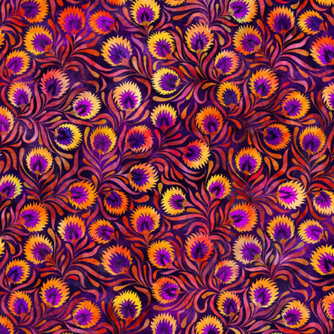Peacock Feather Toss Eclectica Dan Morris Quilting Treasures Fabric - Etsy