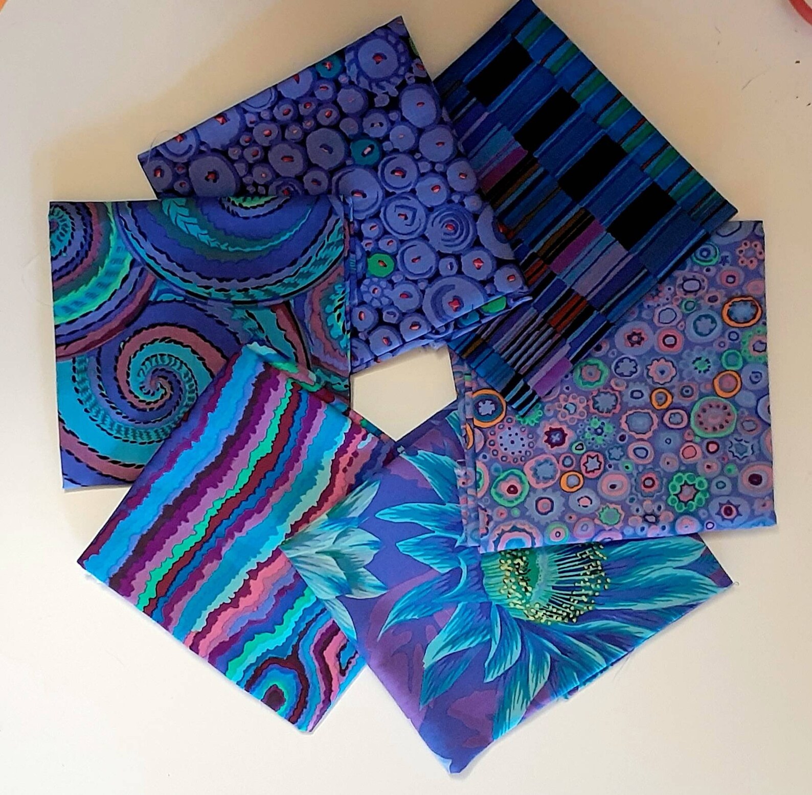 Kaffe Fassett Blue Fabric Fat Quarter 6 Pack - Etsy