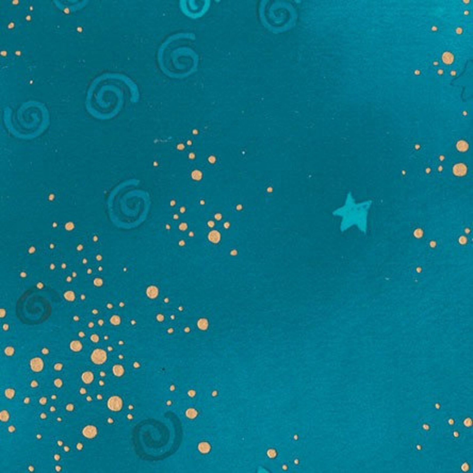 Laurel Burch Basic Turquoise Spirals Glitter Fabric | Etsy