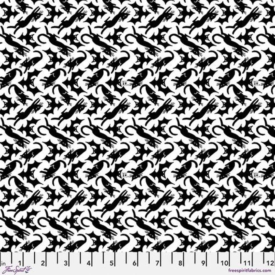 Cat Scatter Bats Black and White Free Spirit Fabric - Etsy