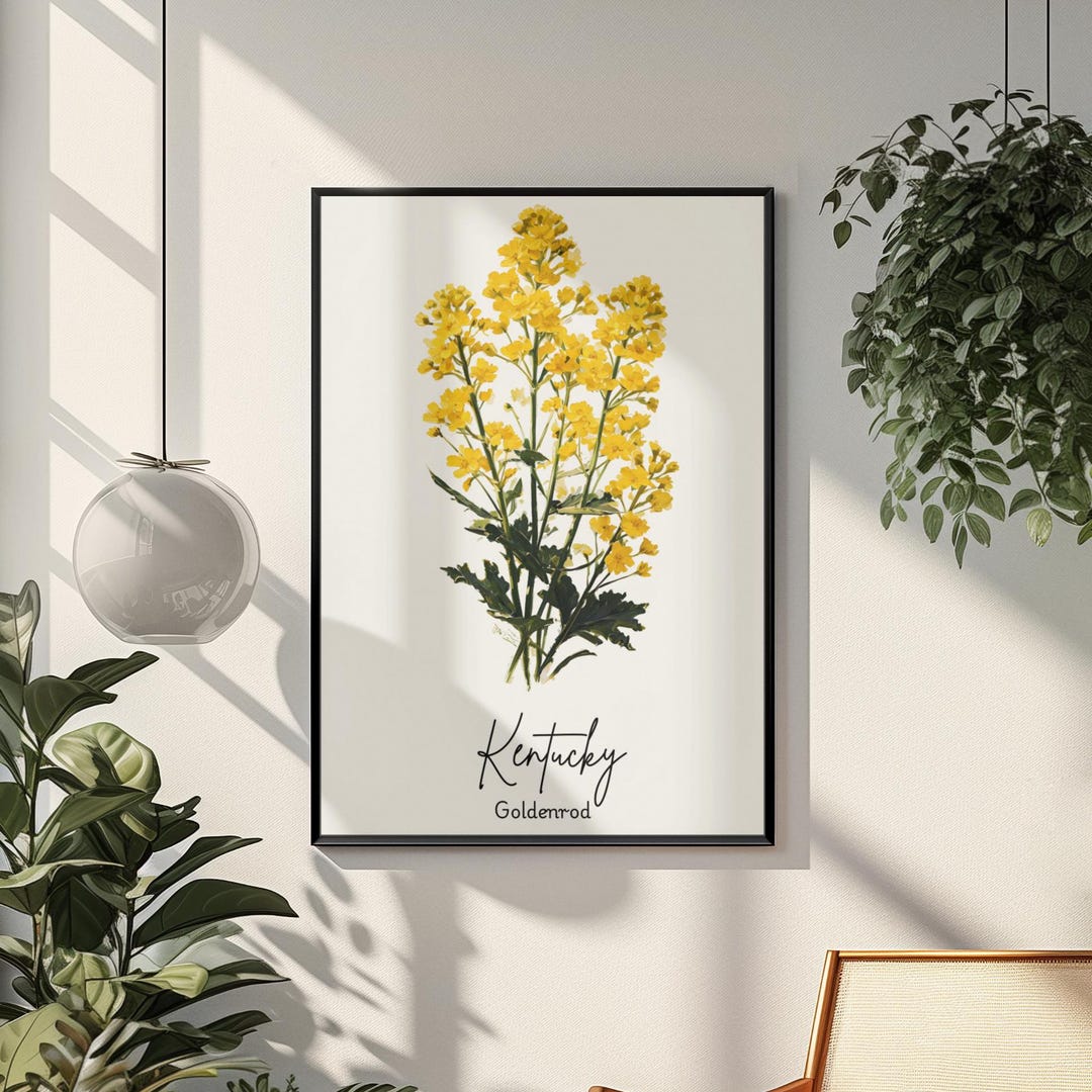 Kentucky State Flower Art Print, Elegant Botanical Art, Goldenrod Art ...