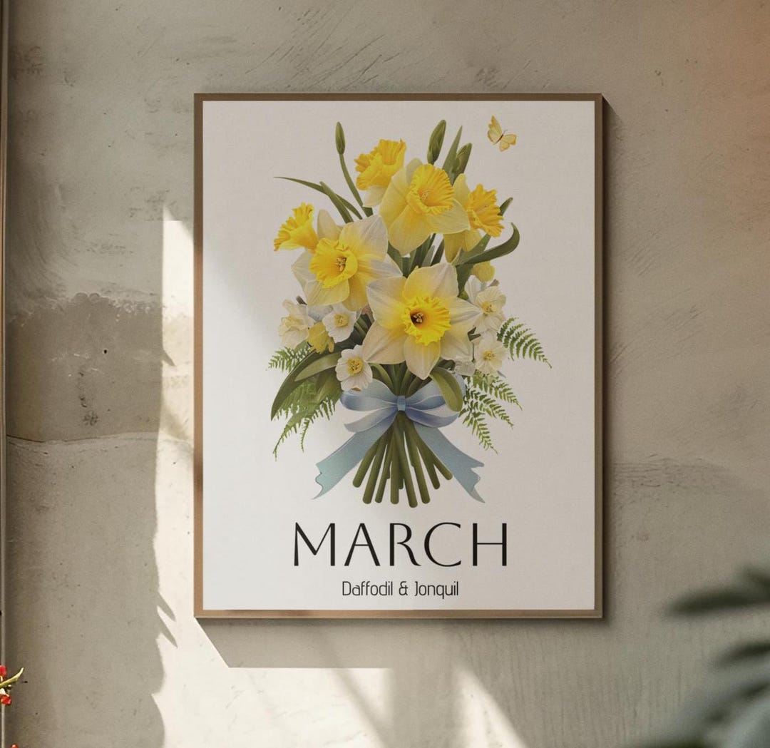 March Birth Month Flower Art Print | Daffodil & Jonquil Bouquet ...