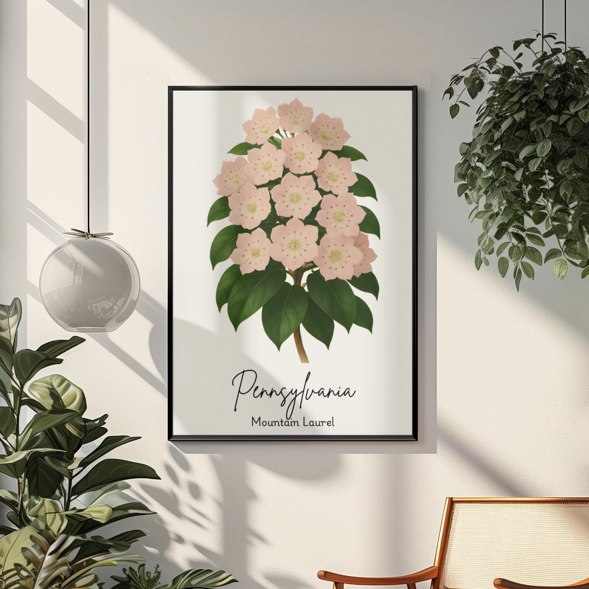 Pennsylvania State Flower Art Print, Elegant Botanical Art, Mountain ...