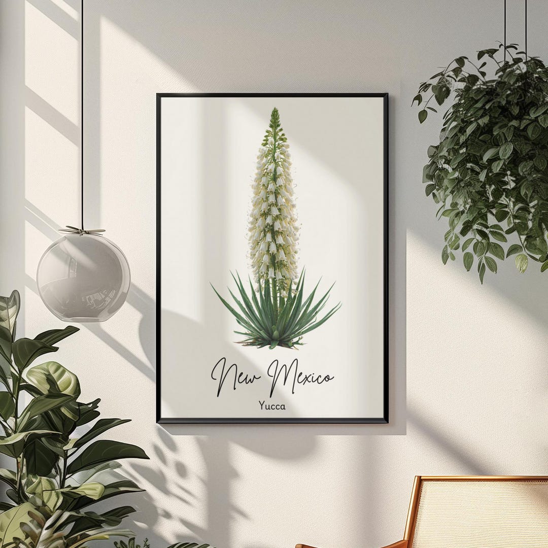 New Mexico State Flower Art Print, Elegant Botanical Art, Yucca Art ...
