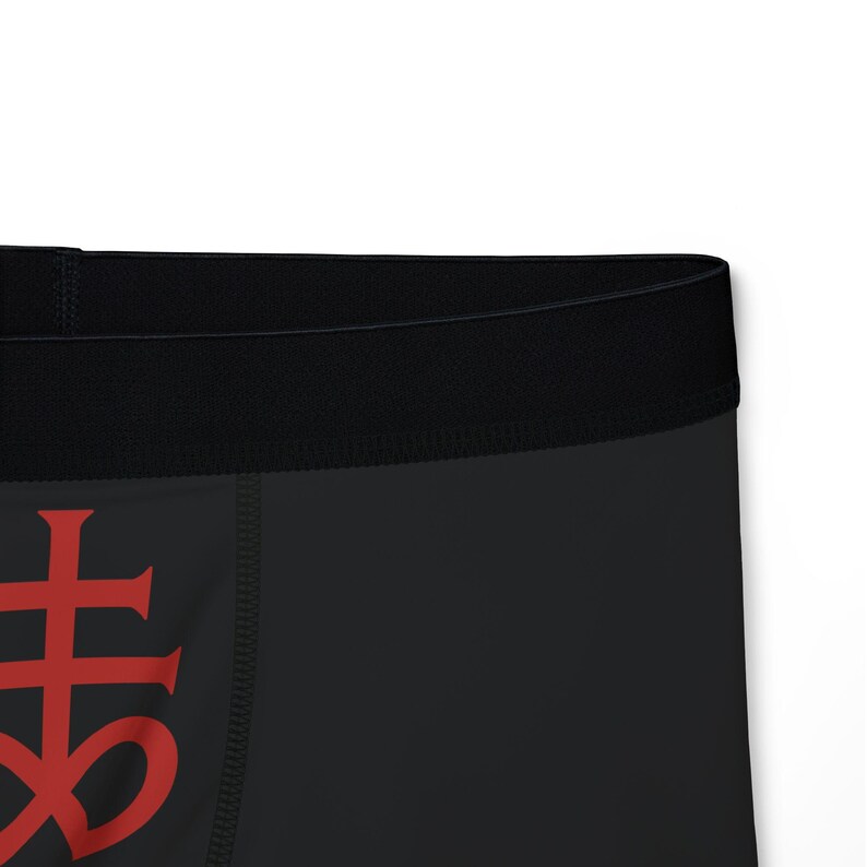 Men's Satanic Black/ Red Boxers Leviathan Satanic Cross Crotch, Lucifer ...