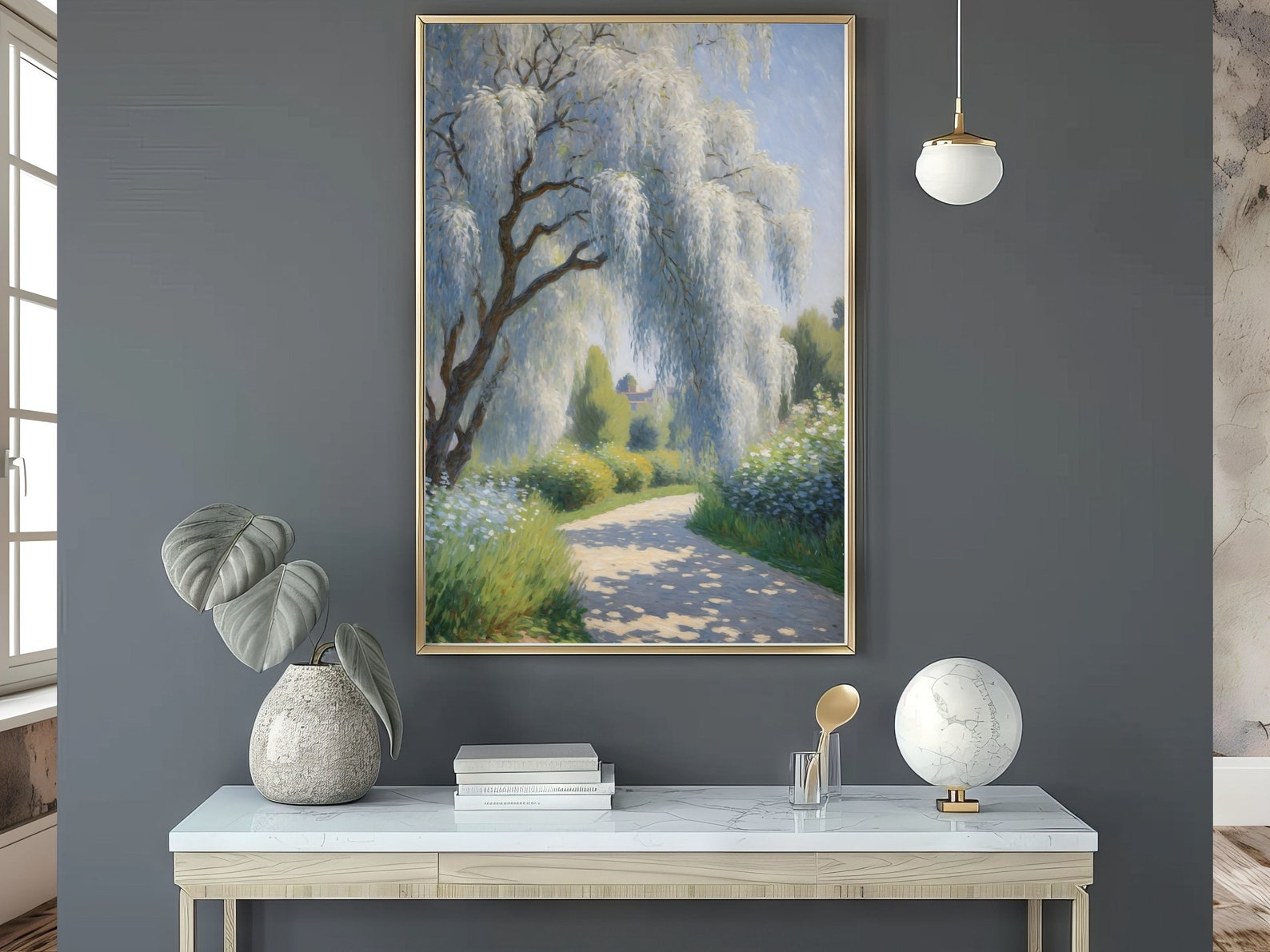 Weeping Willow Tree Overlooking a Walking Path on a Sunny Day Printable ...