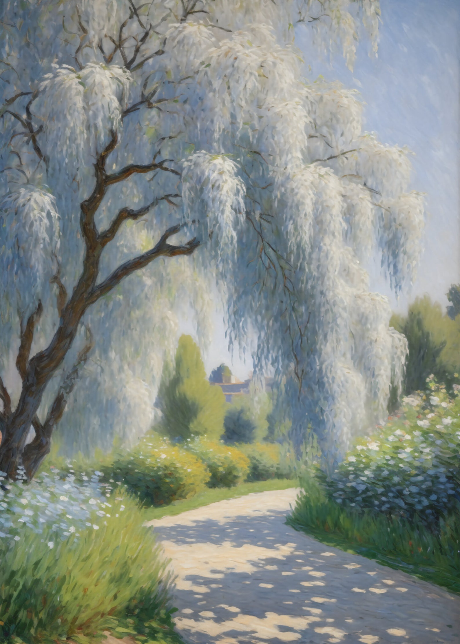 Weeping Willow Tree Overlooking a Walking Path on a Sunny Day Printable ...