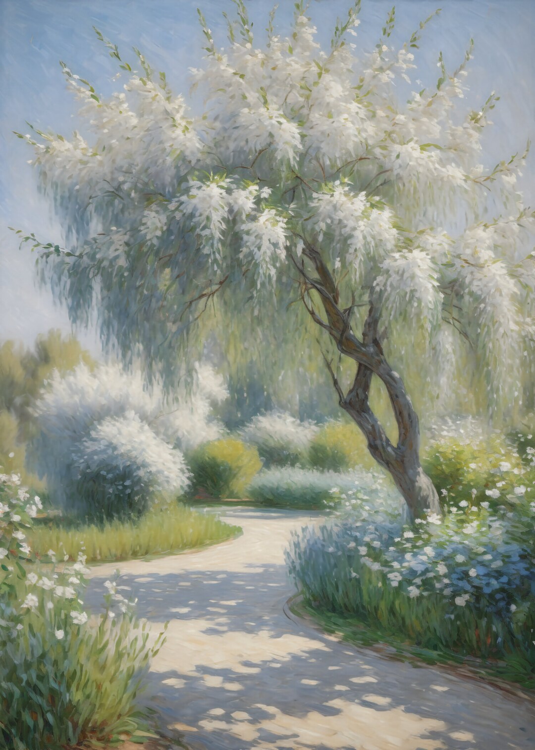 Weeping Willow Tree Overlooking a Walking Path on a Quiet Sunny Day ...