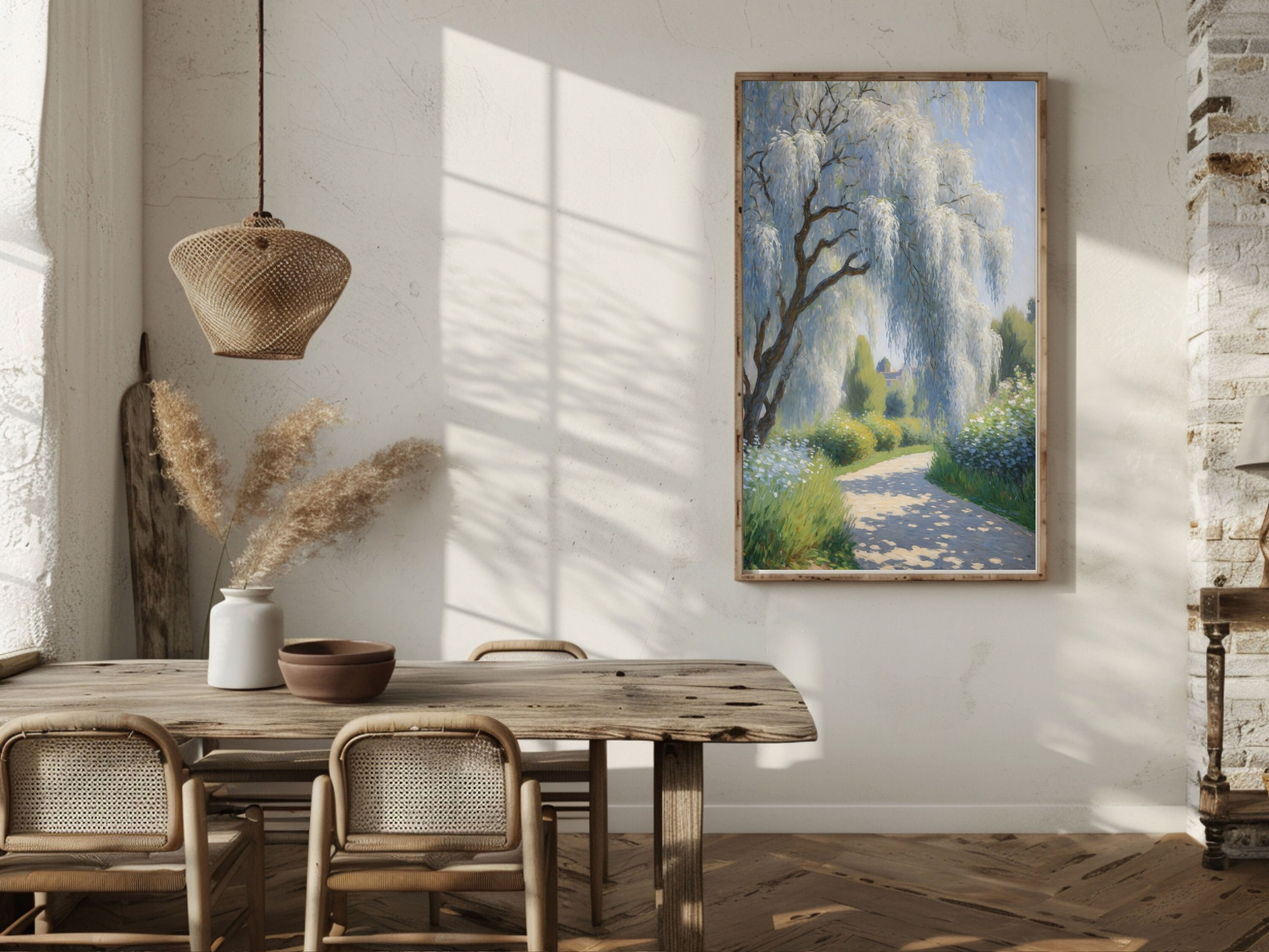 Weeping Willow Tree Overlooking a Walking Path on a Sunny Day Printable ...