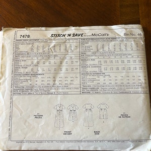 Misses Dresses and Rompers Size 8-14 New Uncut Mccall's 7478 Sewing ...