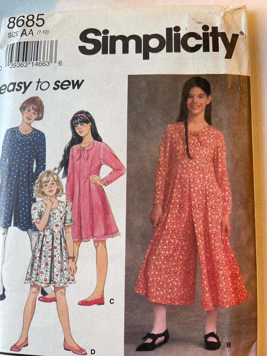 New Uncut Size 7-10 Girls Jumpsuit in Two Lengths and Dress, Simplicity ...