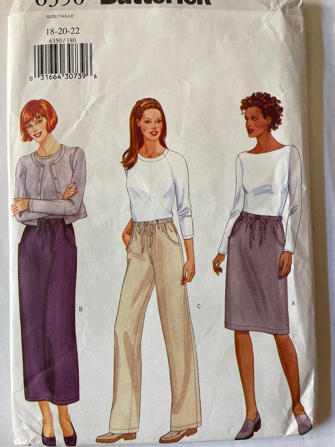 New Uncut Size 18-22 Misses Skirt & Pants, Butterick 6350 Sewing ...