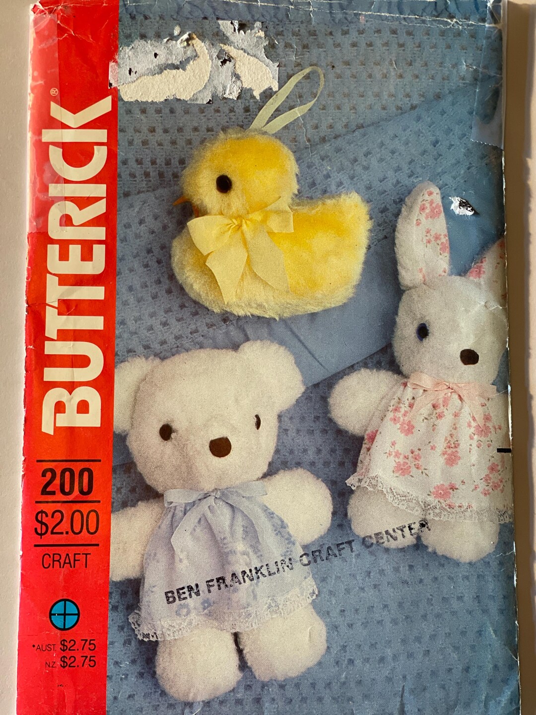 New Uncut Stuffed Animals & Clothes, Duck 5 1/2", Bear 9", and Rabbit ...